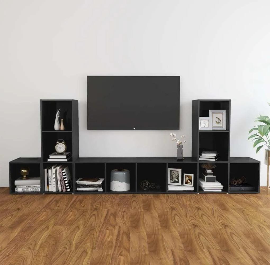 vidaXL 5dílný set TV skříněk kompozitní dřevo [3080002] Barva: šedá s vysokým leskem
