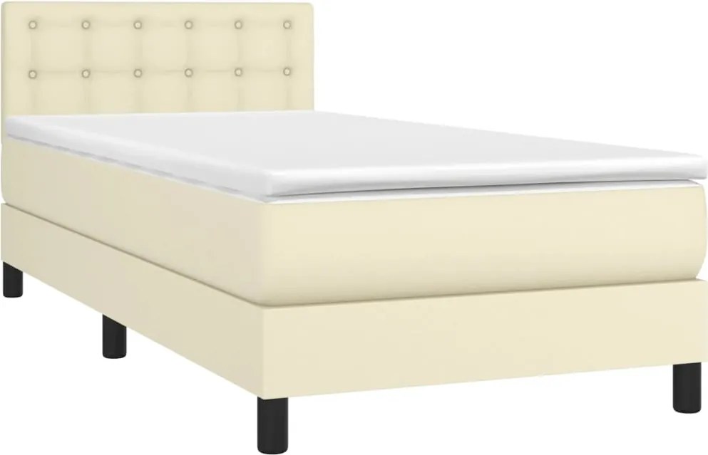 Box spring postel s matrací krémová 90x190 cm umělá kůže 3141097