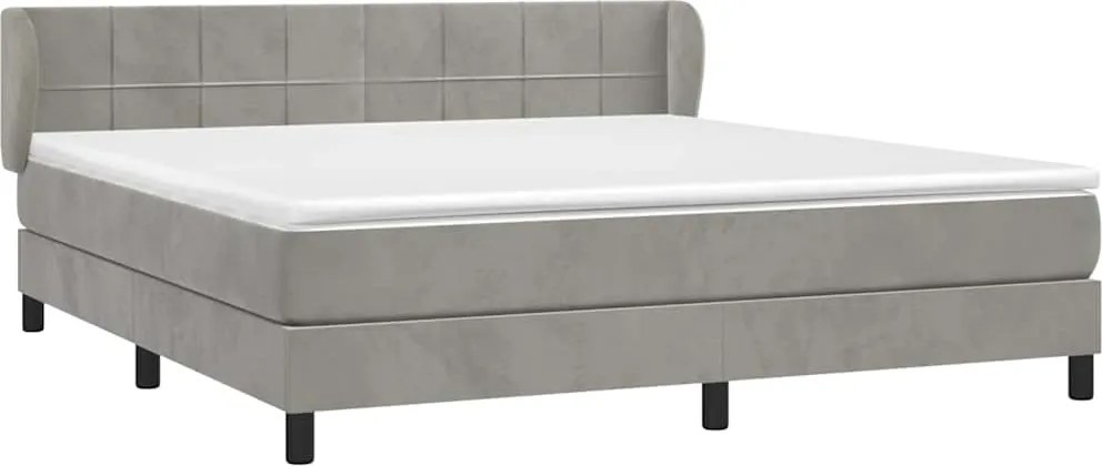 Box spring postel s matrací světle šedá 160x200 cm samet 3127499
