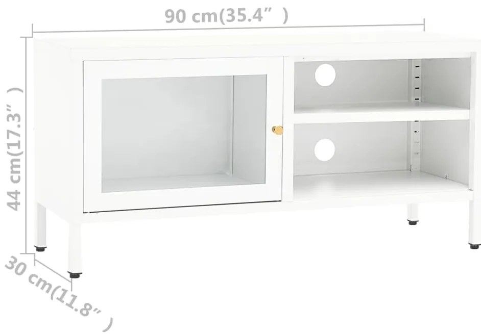 vidaXL Marketos TV stolek bílý 90 x 30 x 44 cm ocel a sklo