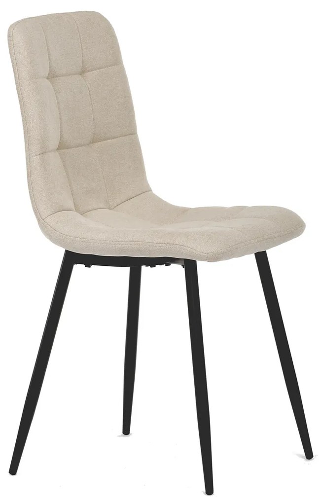 AUTRONIC Jídelní židle, potah krémová látka, kovová čtyřnohá podnož, černý mat