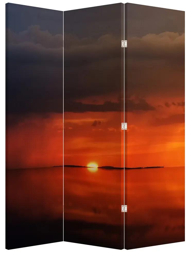 Paraván - Západ slunce s plachetnicí (126x170 cm)