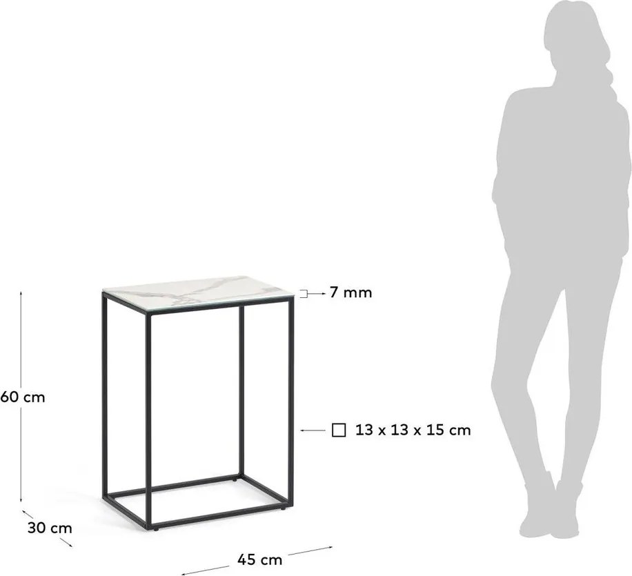Odkládací stolek s keramickou deskou 30x45 cm Rewena – Kave Home