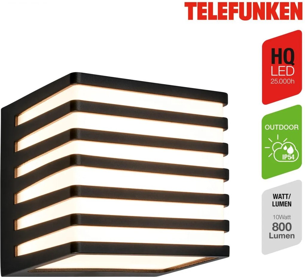 TF 321905TF TELEFUNKEN LED venkovní nástěnné svítidlo, voděodolné a prachotěsné, kostka, černá/bílá - BRILONER