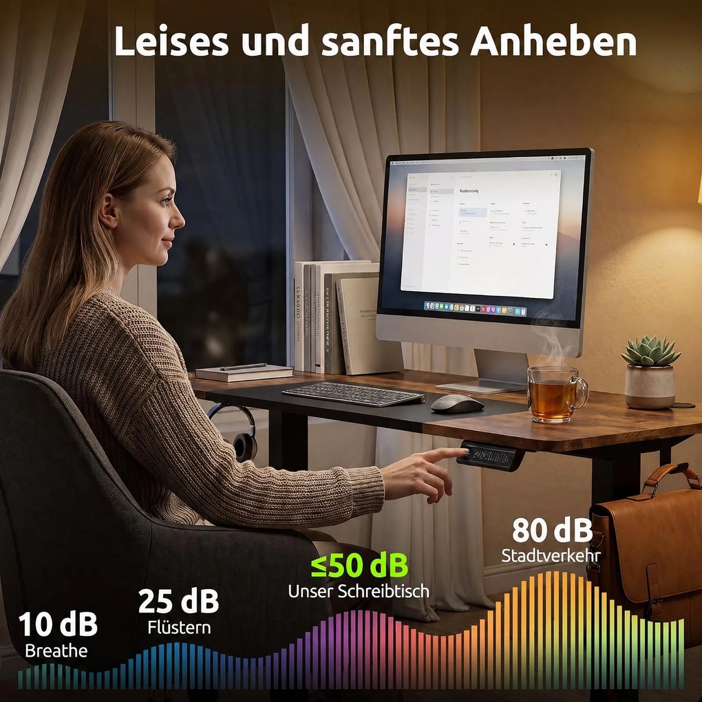 Costway Elektricky výškově nastavitelný stůl s LED ovládacím – 140 × 60 cm