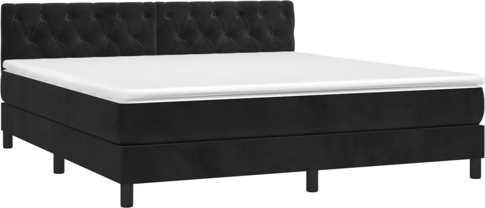 Box spring postel s matrací černá 160x200 cm samet 3141493