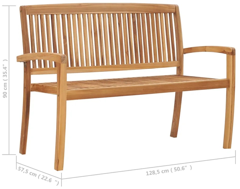 Stohovatelná zahradní lavice s poduškou 128,5 cm masivní teak,  3063299