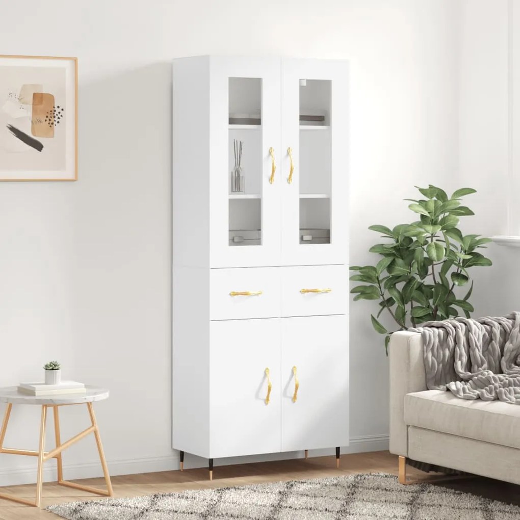 Skříň highboard bílá 69,5 x 34 x 180 cm kompozitní dřevo - Default Title