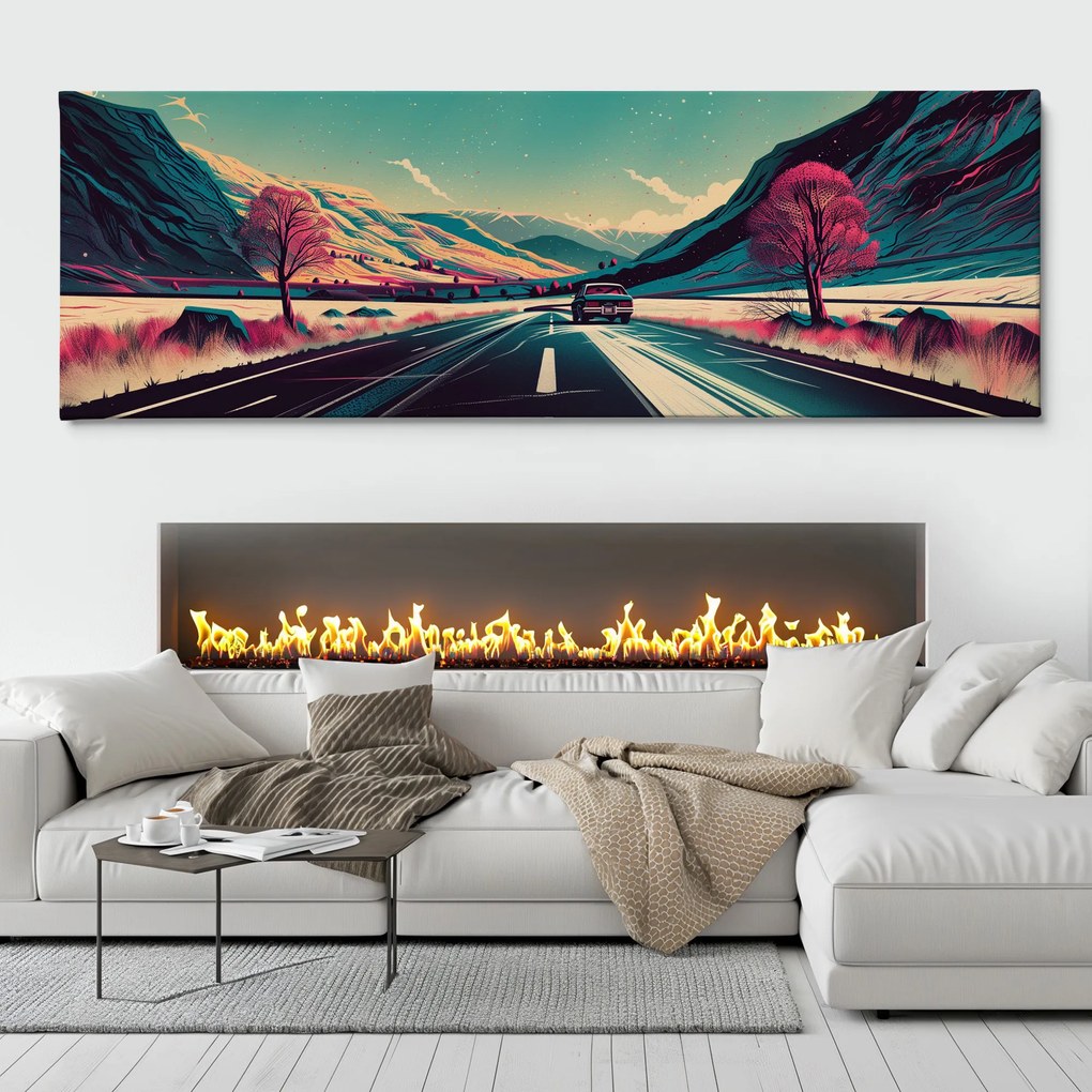 Obraz na plátně - Roadtrip na divokém západě FeelHappy.cz Velikost obrazu (šířka x výška): 120 x 40 cm