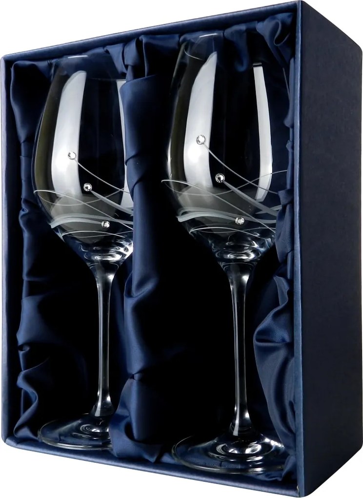 AKRISTAL Classic - svatební skleničky na víno se jmény a Swarovski® Elements