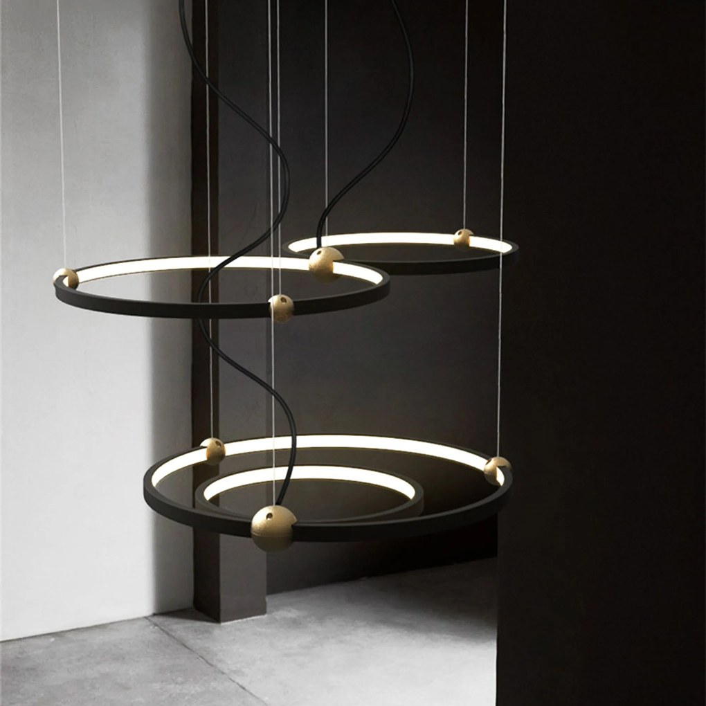 Toolight - Ring, LED závěsné svítidlo Black Ring + dálkové ovládání APP692-30-50, černá, OSW-06095