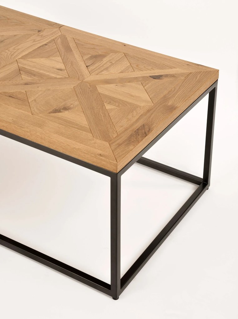 Konferenční stolek Indus 114 cm z masivu dub přírodní/grafit