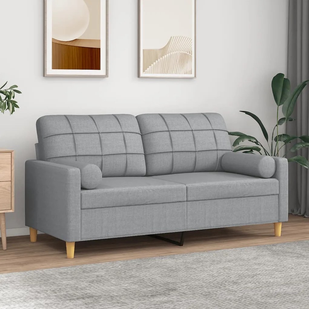 2místná pohovka s polštáři světle šedá 140 cm textil 3200782