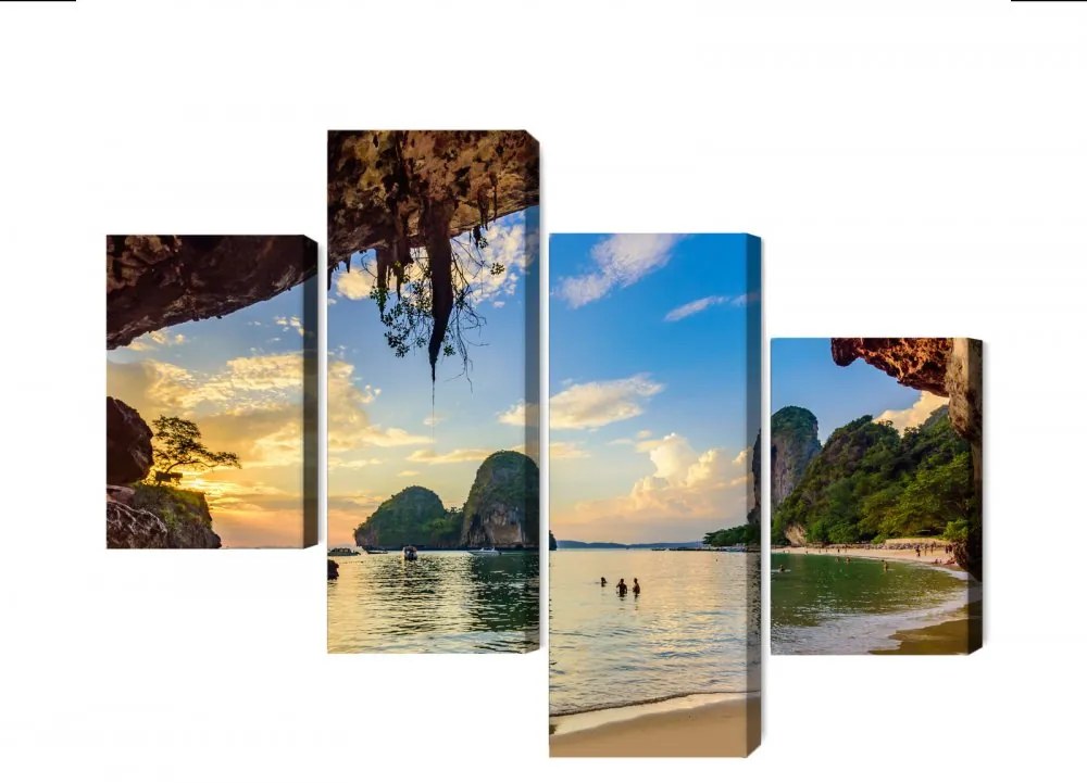 Vícedílný obraz Západ Slunce Na Pláži V Thajsku Nedostatek Nedostatek Plátno Canvas 80x50