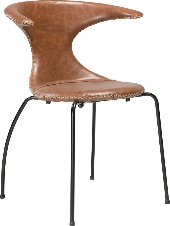 Židle DanForm Flair, světle hnědá, pravá kůže, černá podnož