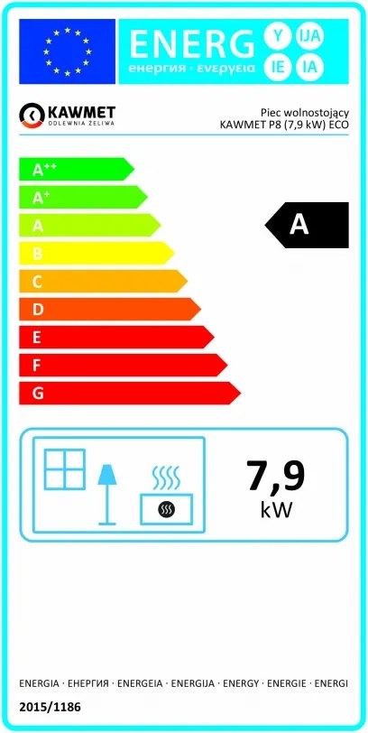 KAWMET Litinová krbová kamna P8 - 7,9 kW ECO