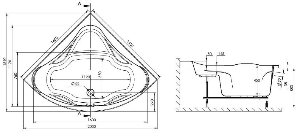 Scansani Wivea akrylátová vana Délka vany: 125cm