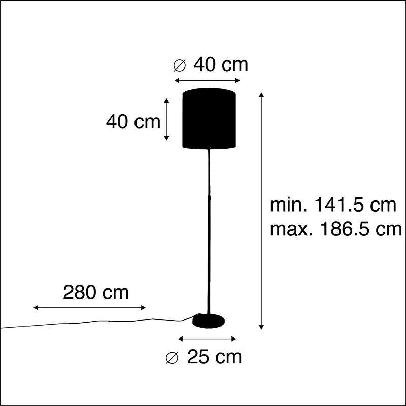 Stojací lampa zlatá / mosazná s černým velurovým odstínem 40/40 cm - Parte