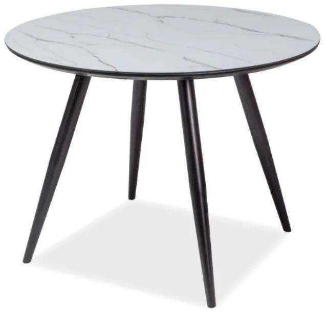 Jídelní stůl kulatý IDEAL, 100x75x100, mramor/černá