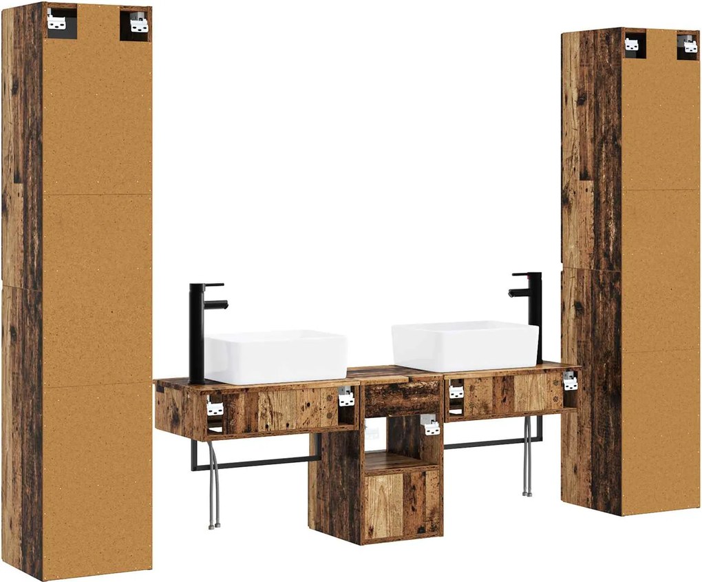Sada koupelnového nábytku 5 ks Staré dřevo 33 x 34,5 x 160 cm 3406021