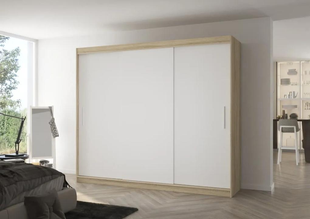 Šatní skříň s posuvnými dveřmi Antos - 250 cm Barva: Choco