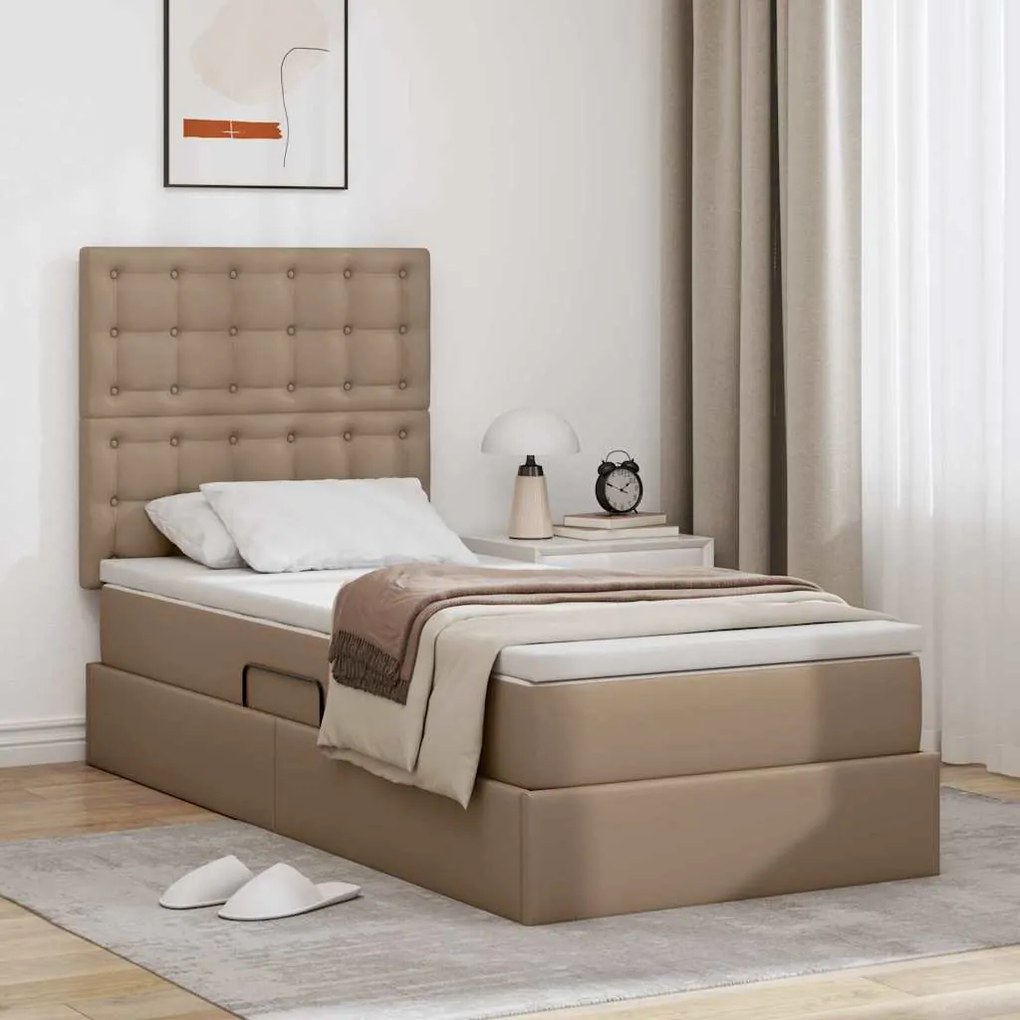 Postel s úložným prostorem Cappuccino 100 x 200 cm Umělá kůže 3371656