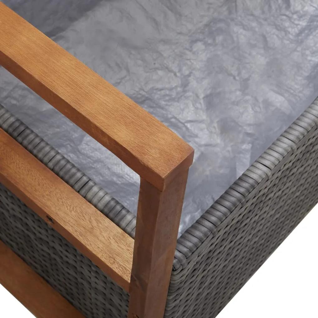 Úložná lavice 115 cm polyratan a masivní akáciové dřevo šedá,  46011