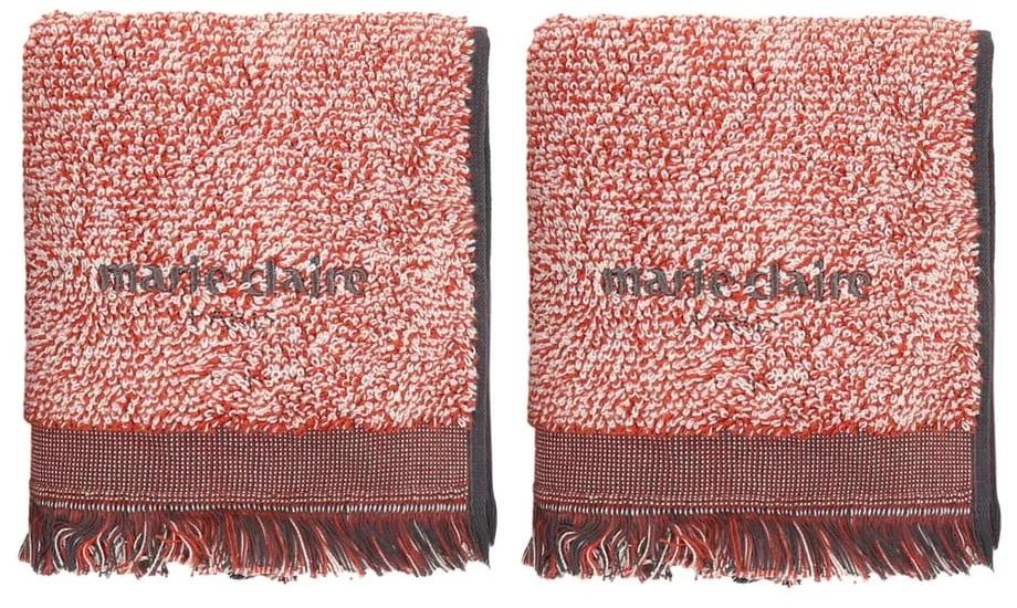 Sada 2 červených bavlněných ručníků Marie Claire Colza, 40 x 60 cm