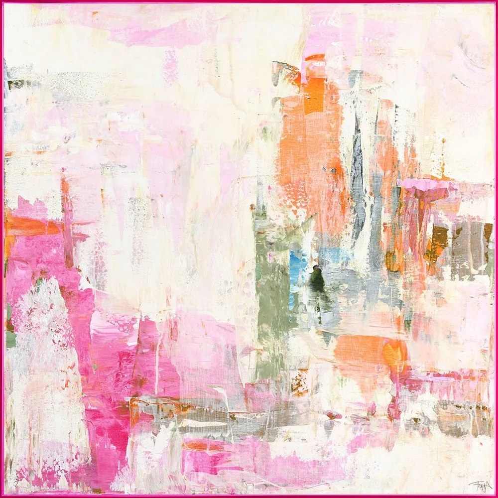 Tištěný/s ručně malovanými prvky obraz s rámem/na plátně 102x102 cm New Age Pink – Malerifabrikken Biano.cz