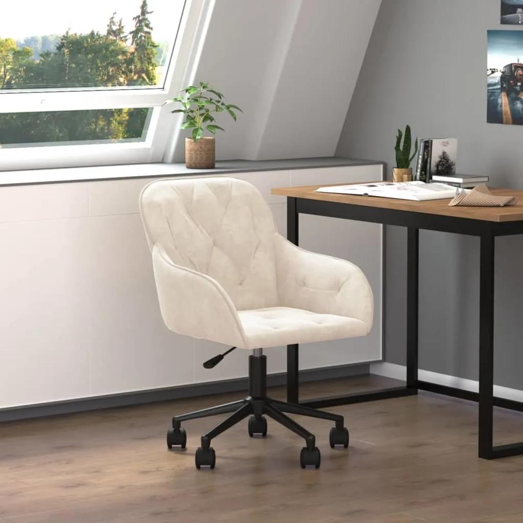 vidaXL Otočná kancelářská židle samet [344868] Barva: krémová