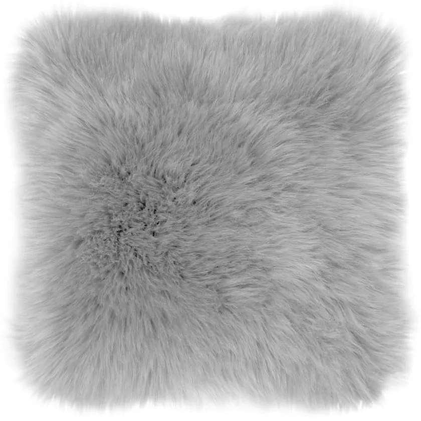 Šedý polštář Tiseco Home Studio Sheepskin, 45 x 45 cm