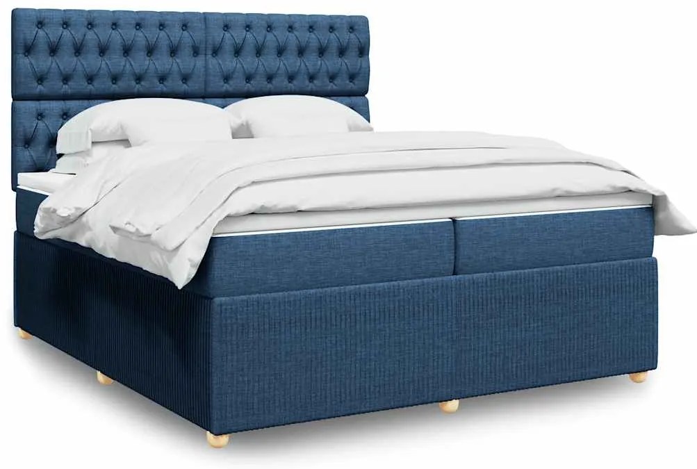 Box spring postel s matrací modrá 200x200 cm textil 3292176