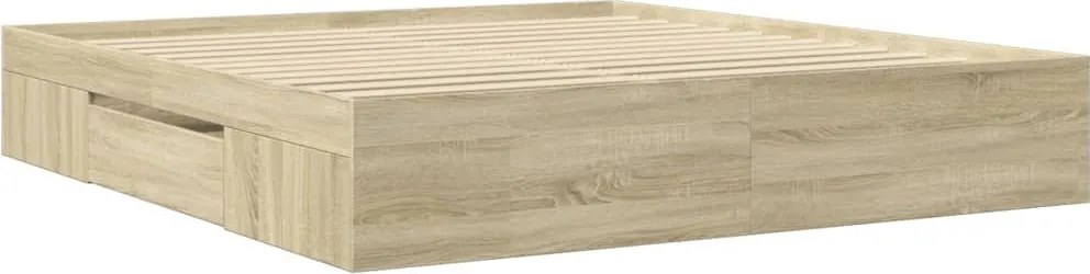 Rám postele bez matrace Dub Sonoma 200x200cm Dřevěné konstrukce 3295445