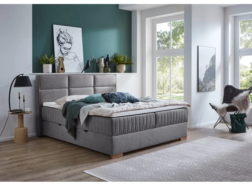 Šedá boxspring postel s úložným prostorem 160x200 cm Tambo – Meise Möbel