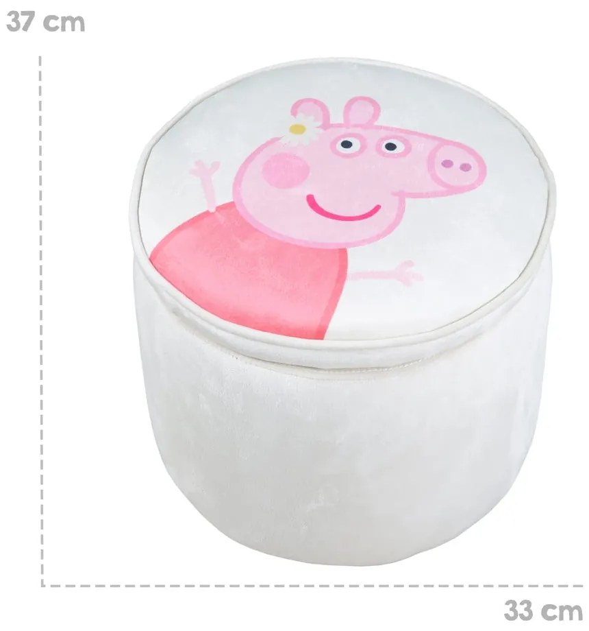 Bílý sametový dětský puf Peppa Pig – Roba
