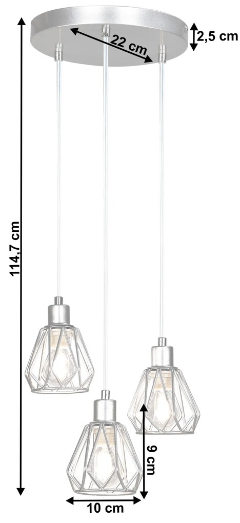 Kondela Visící lampa, stříbrná/kov, OKIRA TYP 1