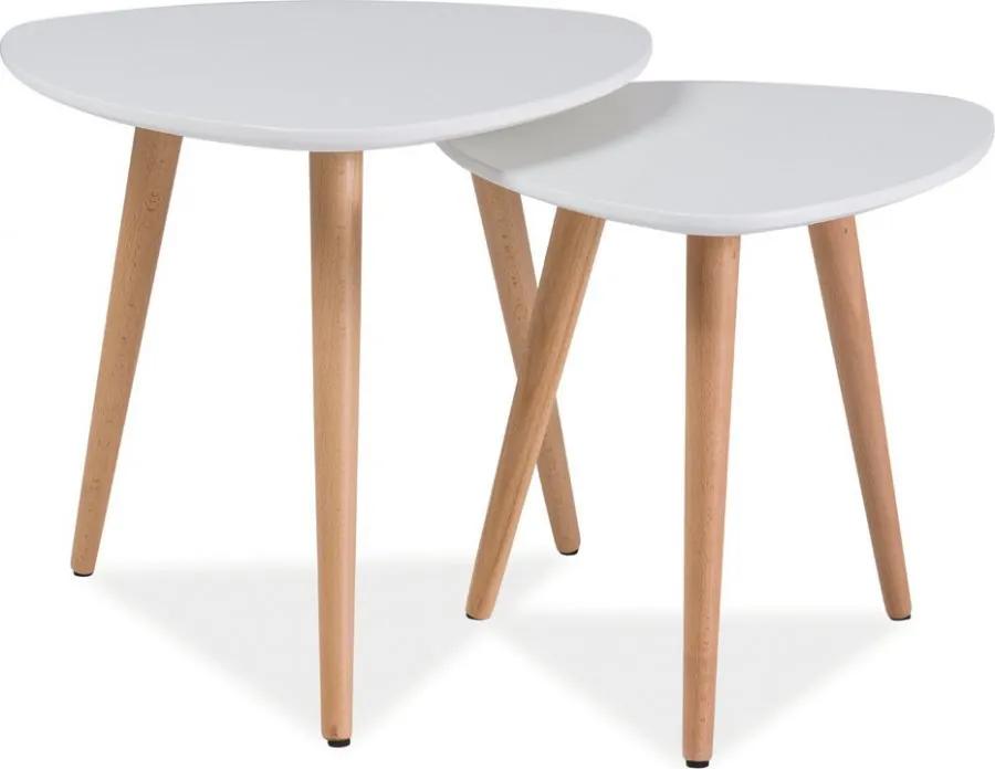 Casarredo Oválný konferenční stolek NOLAN A set 2 kusů,  bílá/buk