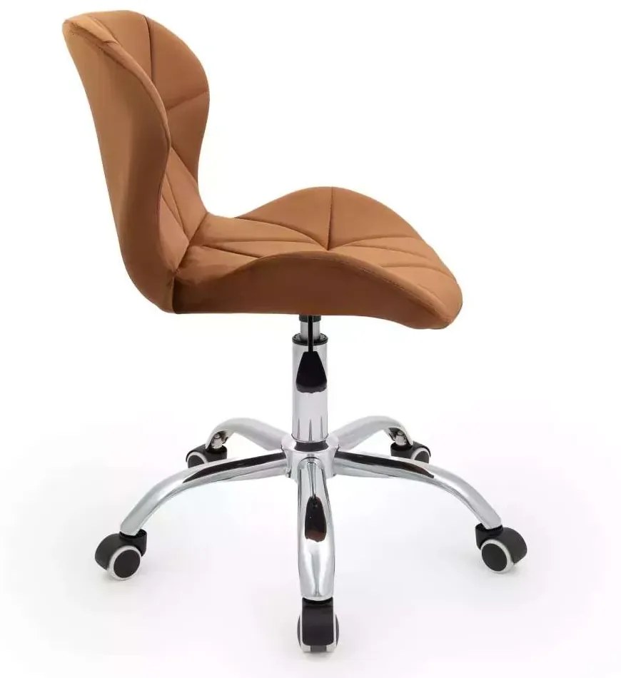 LuxuryForm DESIGN Otočná židle LIVIO VELUR na stříbrné podstavě s kolečky - hnědá