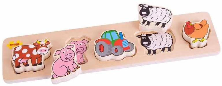 Bigjigs Toys Bigjigs Baby Dřevěné vkládací puzzle farma