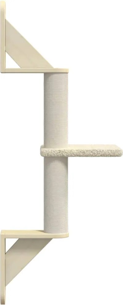 Nástěnné škrabadlo pro kočky se sloupkem krémové 85,5 cm 172392