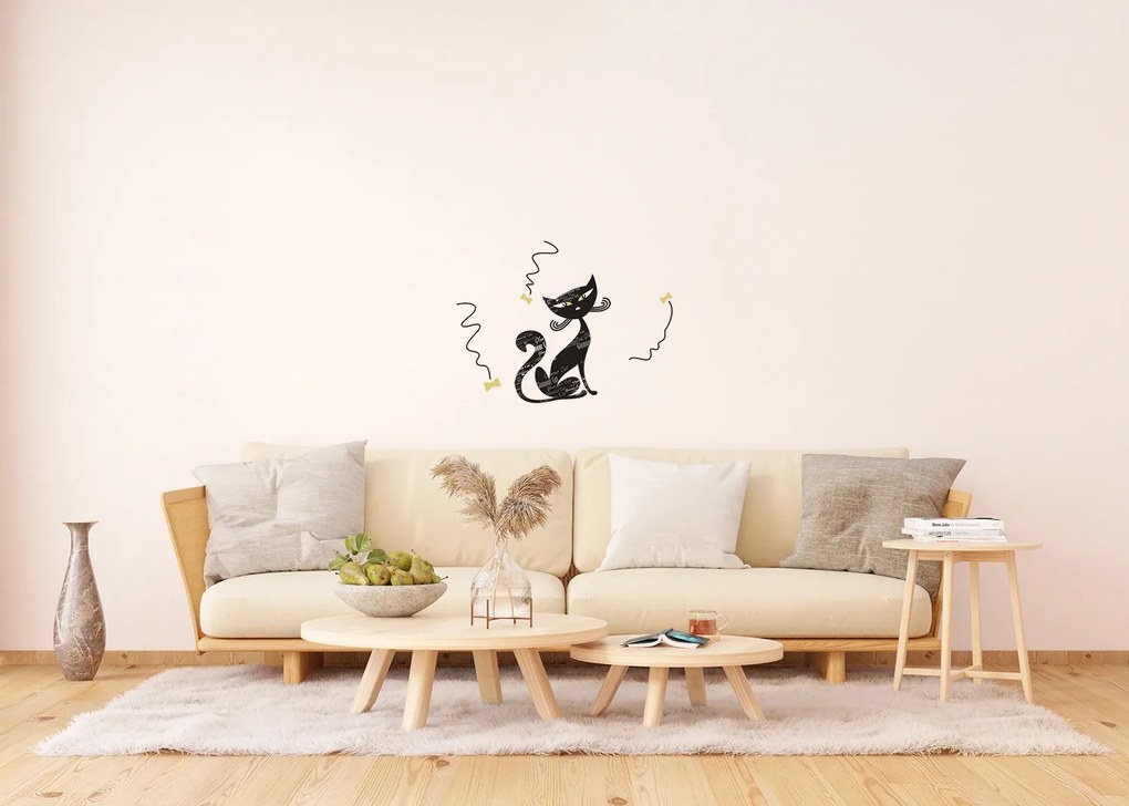 Samolepka na zeď Černá Kočka | 42.5 x 65 cm | DSM3439
