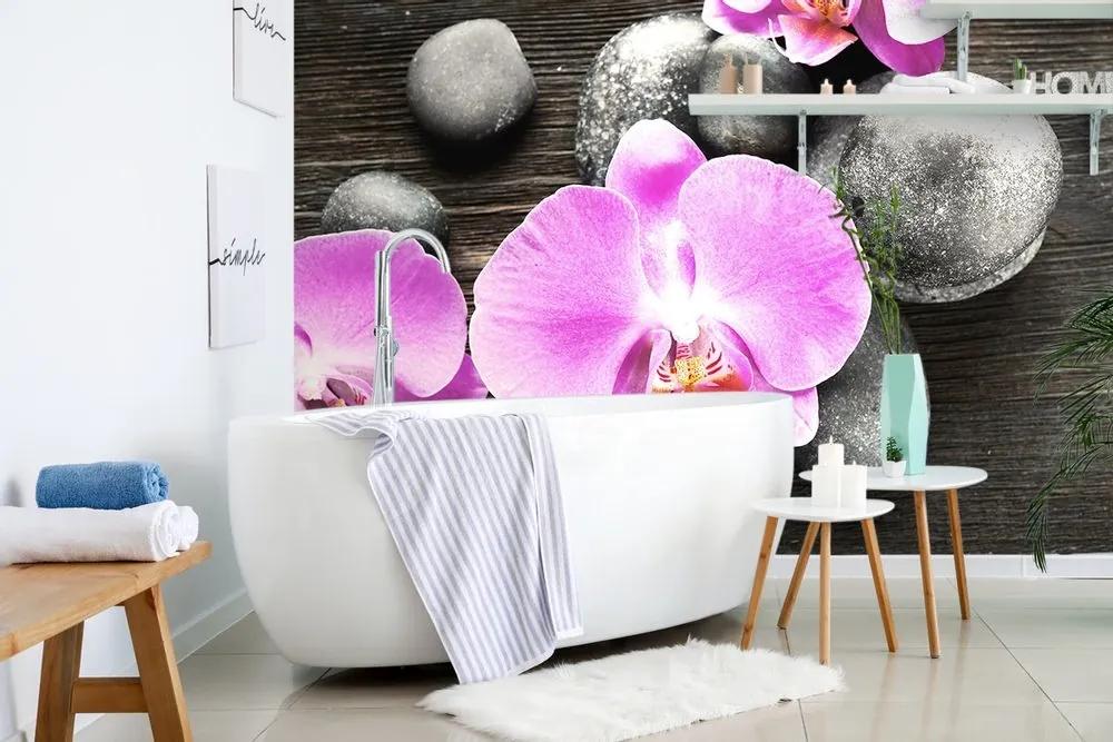 Fototapeta nádherná orchidej a kameny - 150x100 cm