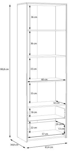 Knihovna URO dub artisan/bílá