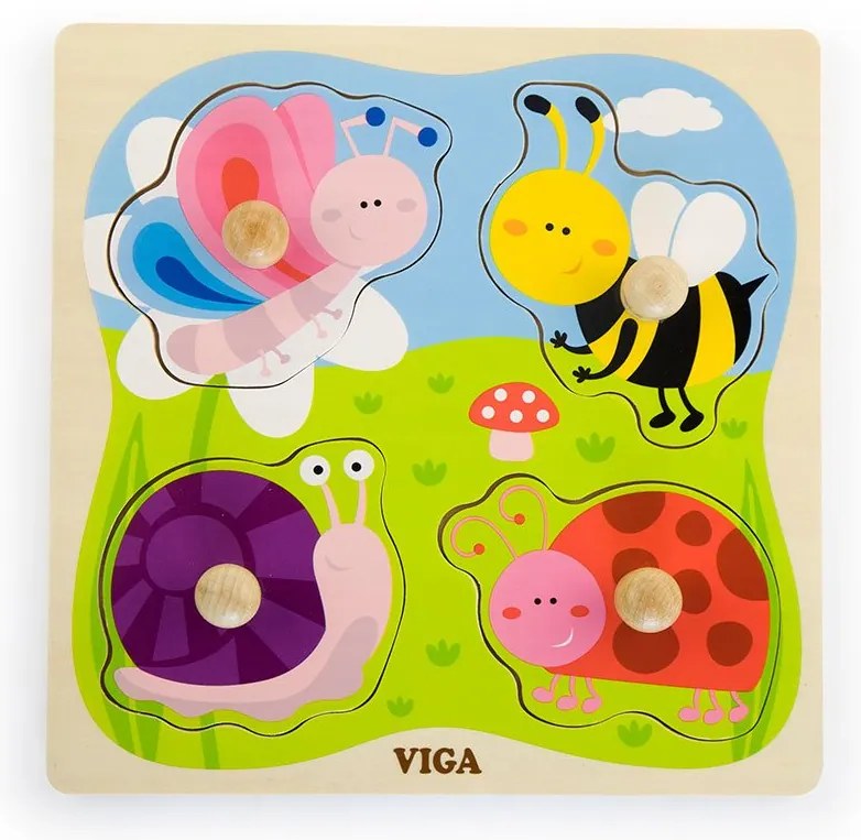 Dřevěné vkládací puzzle hmyz Viga Barva: multicolor