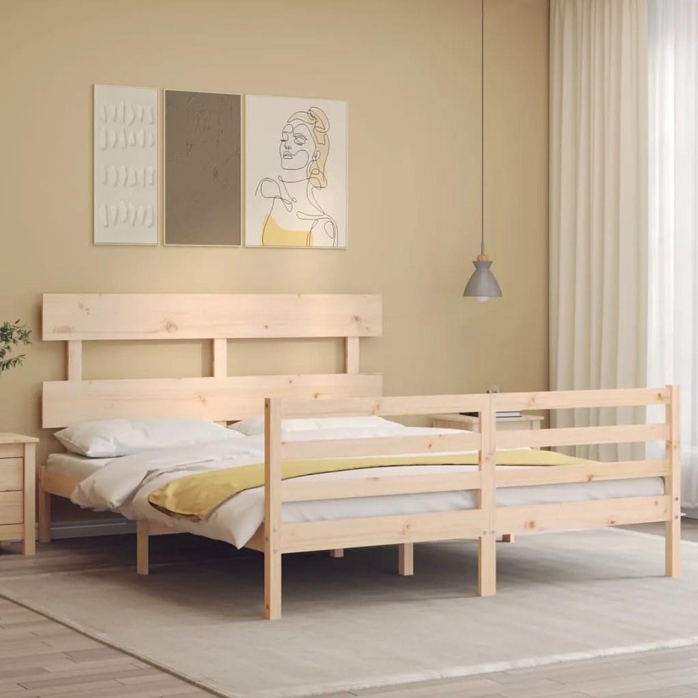 Rám postele s čelem 90 x 200 cm masivní dřevo