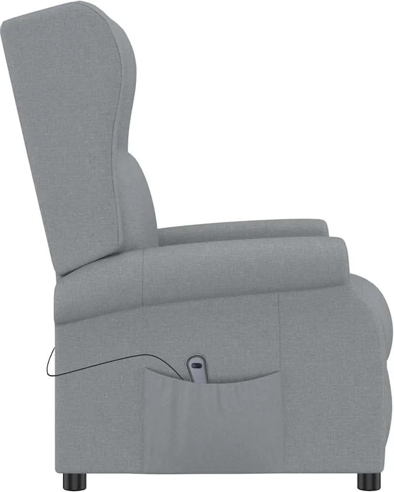 Elektrické polohovací křeslo ušák světle šedé textil 3098319