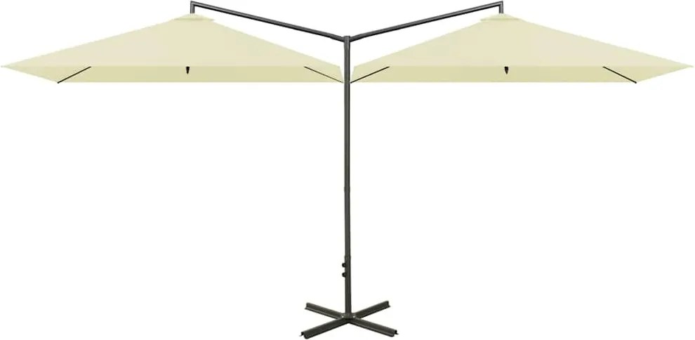 Dvojitý zahradní slunečník s ocelovou tyčí pískový 600 x 300 cm 312555