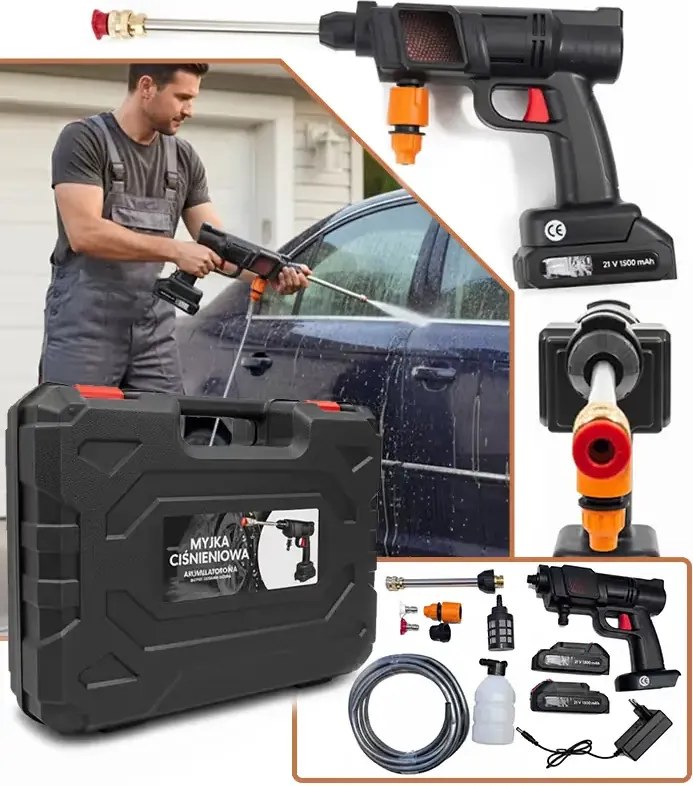 Gordon Akumulátorová tlaková myčka na vodu GORDON G1097 + 2x baterie 21v 1500mAh