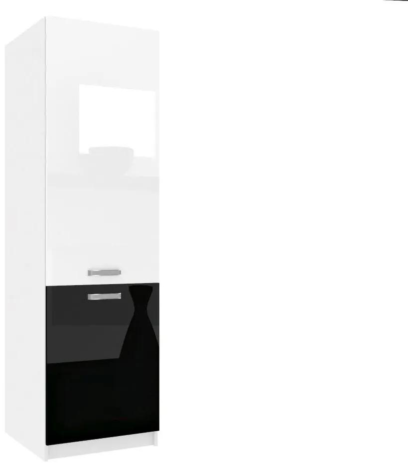 Vysoká kuchyňská skříňka Belini na vestavnou lednici 60 cm bílý lesk / černý lesk  INF SSL60/1/WT/WB/0/F
