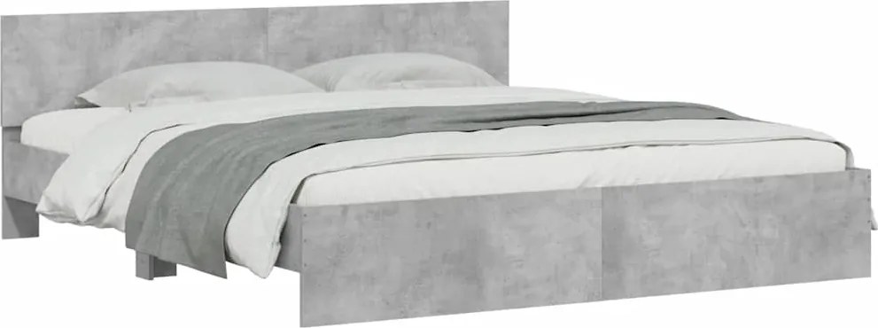 Rám postele s čelem betonově šedý 200 x 200 cm 3207458